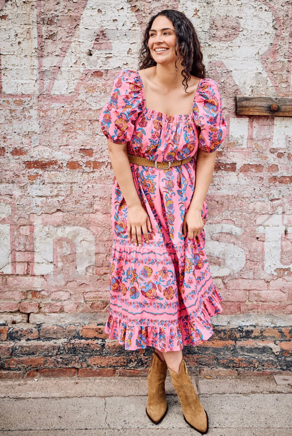 COLLINS DRESS IN FOLKLORE FLOWERS – Fredericksburg Texas Store